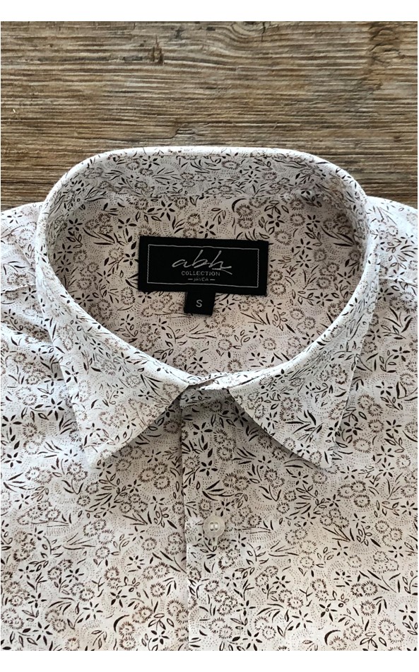 Brown flowers print beige men's shirt | ABH Collection JÁVEA