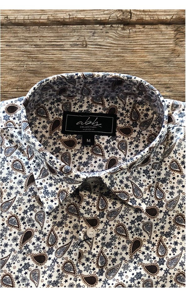 Chemise homme imprimés paisley marron | ABH Collection JÁVEA