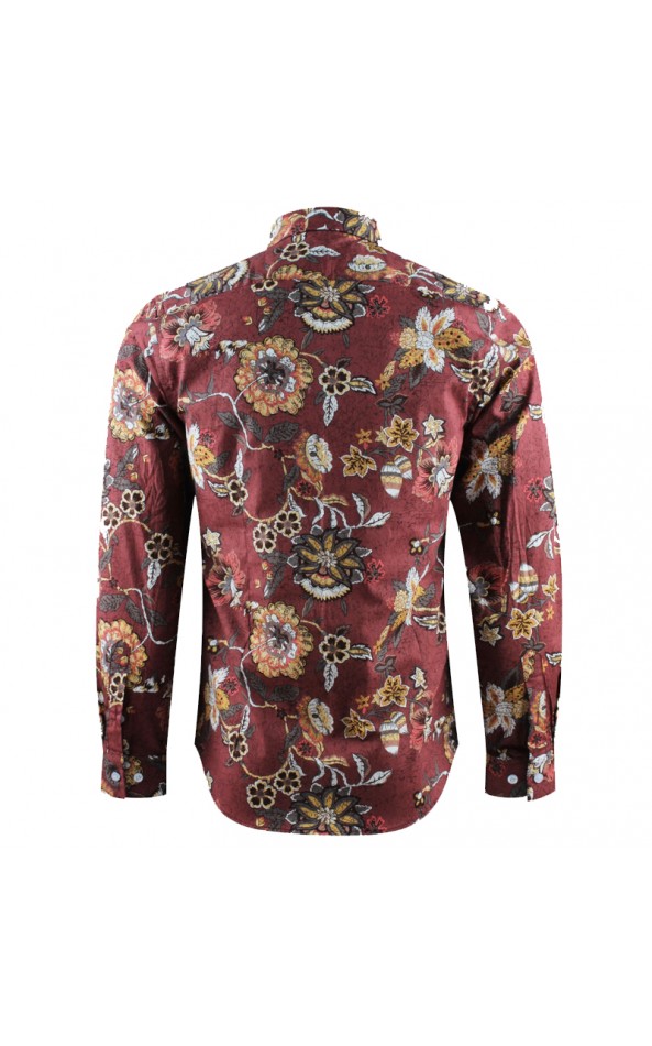 Chemise homme marron imprimé fleur | ABH Collection JÁVEA