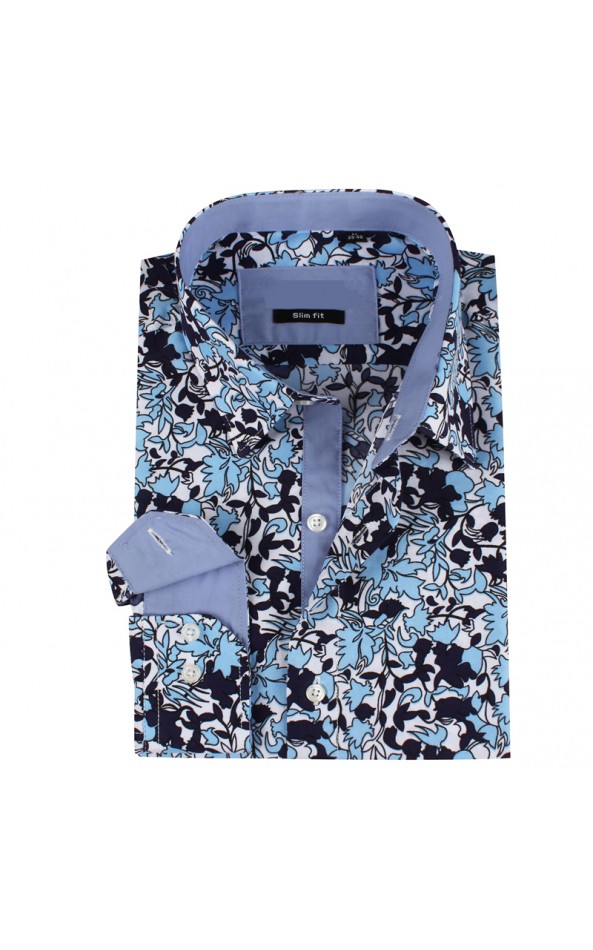 Bush print blue men's shirt | ABH Collection JÁVEA
