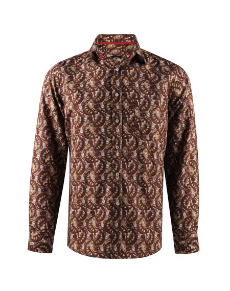 Chemise homme marron imprimé cachemire | ABH Collection JÁVEA