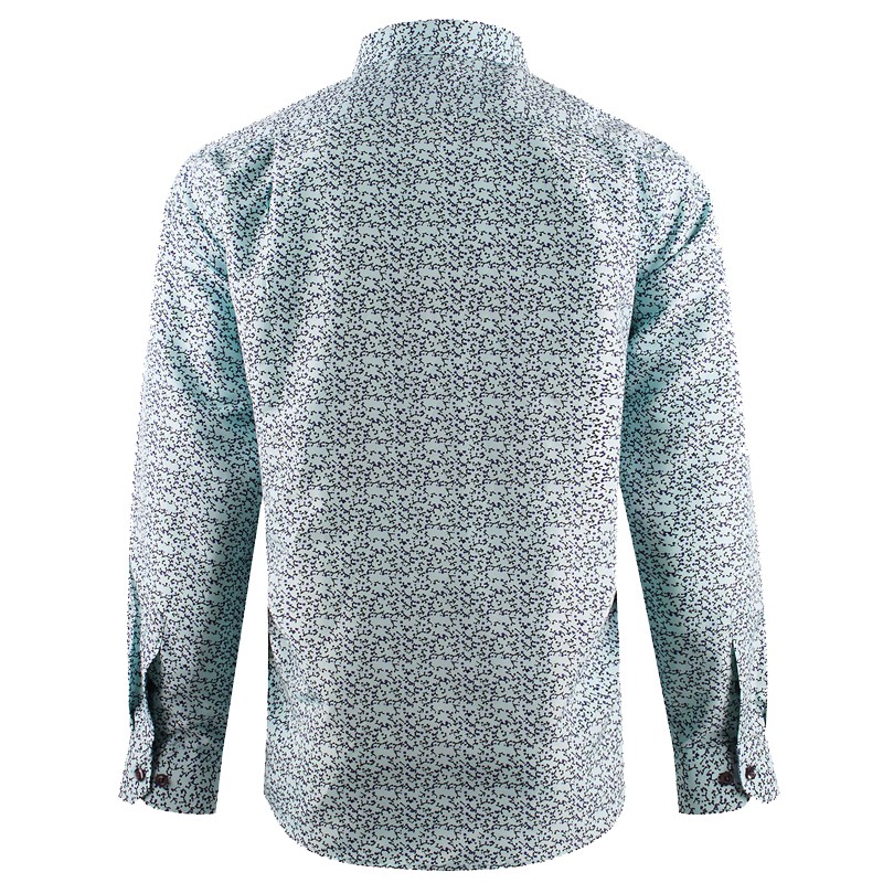 Camisa de hombre turquésa estampado azul | ABH Collection JÁVEA