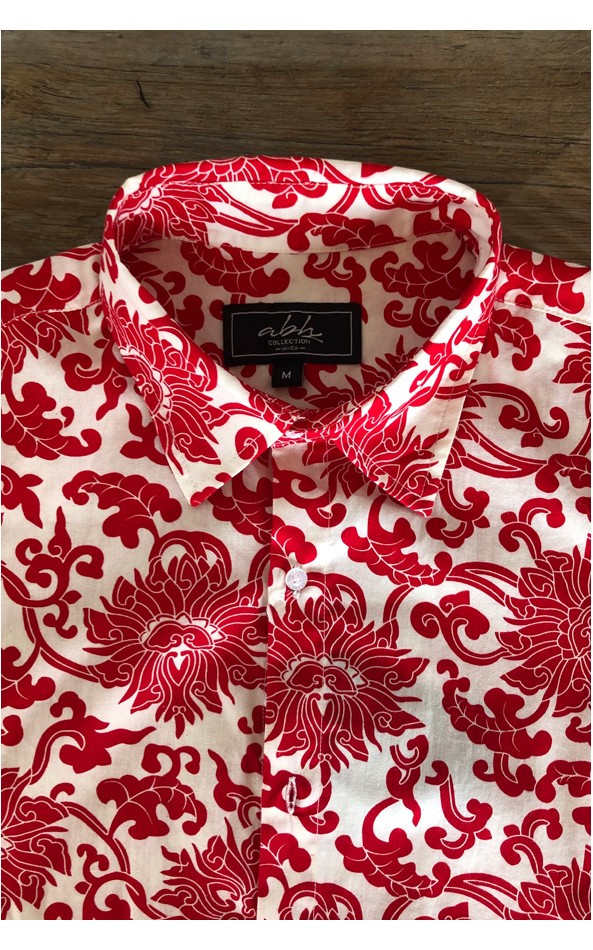 Red flower print men's shirt | ABH Collection JÁVEA